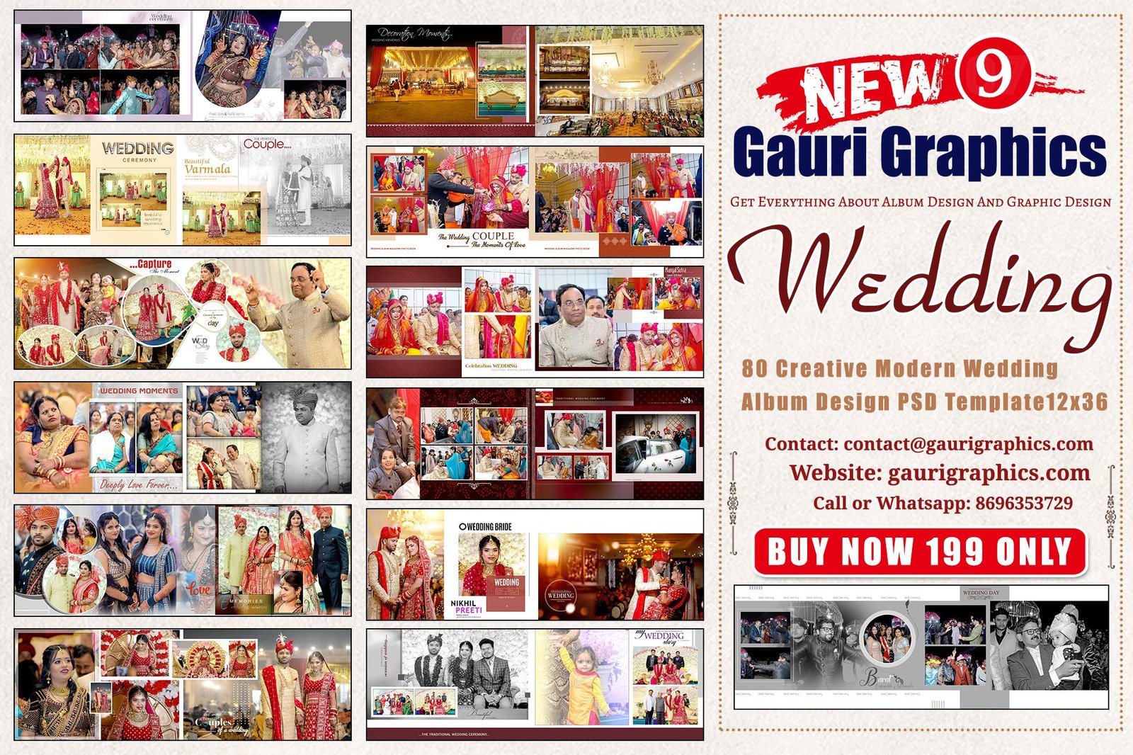 Best Wedding Album PSD Template 12x36 Vol 09 2022 GauriGraphics